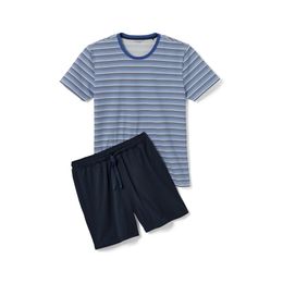 Tchibo - Shorty-Pyjama blau-dunkelblau - Herren - Gr. S - wei&szlig;/gestreift