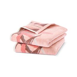 Tchibo - 2 Velours-Handt&uuml;cher im Tropic-Design - apricot