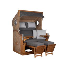 DeVries Strandkorb - 135x90x175cm - taupe - Akazienholz / Polyethylen / Polyester