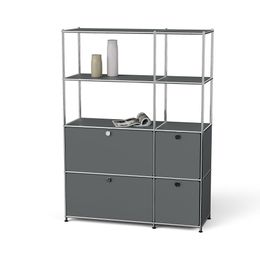 Tchibo - Regal Metall &raquo;Cn3&laquo; mit 4 Klappenf&auml;chern - 116x40x158,5cm - chrom - Stahl / Aluminium / Kunststoff