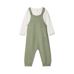 Tchibo - Baby-Set mit Latzhose und Langarmshirt - Baby - Gr. 50/56 - olivgr&uuml;n