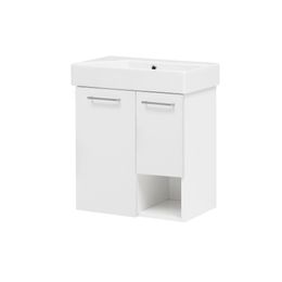 Schildmeyer-Waschtisch &raquo;Wt550 Samu&laquo; - 55x33x64,5cm - wei&szlig; - Holz / Metall / Keramik
