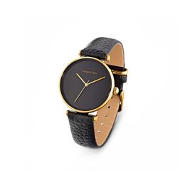 Tchibo - Damenuhr mit Lederarmband - schwarz