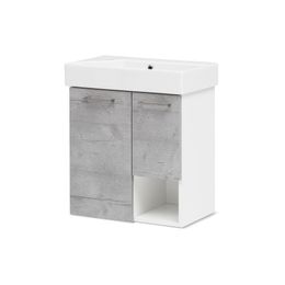 Schildmeyer-Waschtisch &raquo;Wt550 Samu&laquo; - 55x33x64,5cm - grau - Holz / Metall / Keramik