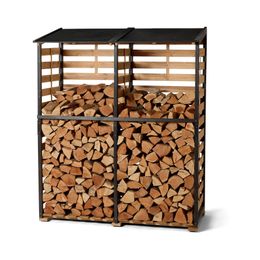 Tchibo - Kaminholzunterstand mit R&uuml;ckwand - 145x64x180cm - schwarz - Holz / Holz / Stahl