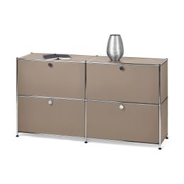 Tchibo - Sideboard Metall &raquo;Cn3&laquo; mit 4 Klappenf&auml;chern - 152x40x82,5cm - taupe - Stahl / Aluminium / Kunststoff