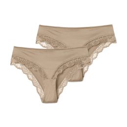 Tchibo - 2 Brazil-Slips - Damen - Gr. L - beige