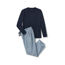 Tchibo - Pyjama mit gewebter Hose - Herren - Gr. M - dunkelblau/gestreift