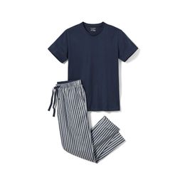 Tchibo - Pyjama mit gewebter Hose - Herren - Gr. XL - dunkelblau/gestreift