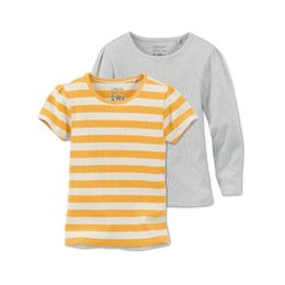 Tchibo - 2 Rippenshirts - M&auml;dchen - Gr. 98/104 - wei&szlig;/gestreift