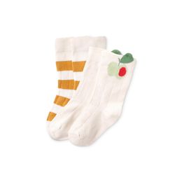 Tchibo - 2 Paar Baby-Kniestr&uuml;mpfe - Baby - Gr. 13-15 - wei&szlig;/gestreift