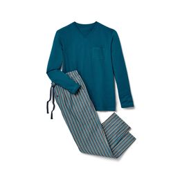 Tchibo - He. Pyjama - Herren - Gr. XL - petrol/gestreift