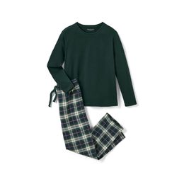 Tchibo - Kinder-Flanell-Pyjama - Kinder - Gr. 134/140 - wei&szlig;/kariert