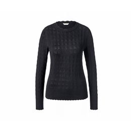 Feinstrickpullover mit Ajour-Muster - Damen - Gr. XL - schwarz