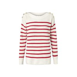 Tchibo - Strickpullover mit Kn&ouml;pfen - Damen - Gr. XXL - wei&szlig;/gestreift
