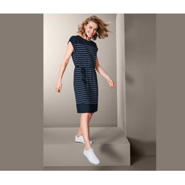 Tchibo - Jerseykleid mit Lochstickerei - Damen - Gr. S - dunkelblau/gestreift