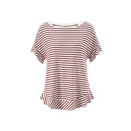 Tchibo - Gestreiftes Shirt mit Volants - Damen - Gr. L - rostrot/gestreift