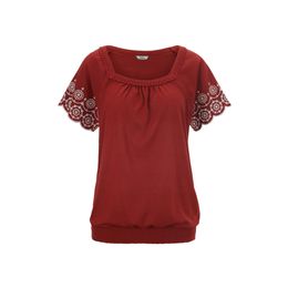 Tchibo - Shirt mit Lochstickerei - Damen - Gr. L - rostrot