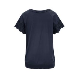 Tchibo - Shirt mit Lochstickerei - Damen - Gr. XL - dunkelblau