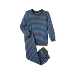 Tchibo - Interlock-Pyjama aus Bio-Baumwolle - Kinder - Gr. 122/128 - blau/gestreift