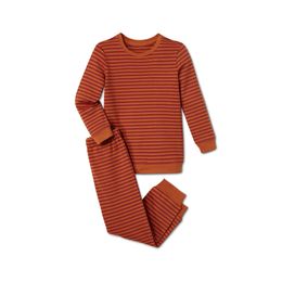 Tchibo - Interlock Pyjama - Kinder - Gr. 110/116 - orange/gestreift