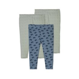 Tchibo - 3 Baumwoll-Leggings - Baby - Gr. 86/92 - hellblau/print