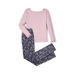 Tchibo - Pyjama mit Webhose - Damen - Gr. M - violett/print