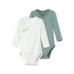 Tchibo - 2 Baumwoll-Langarmbodys - Baby - Gr. 50/56 - creme/gestreift
