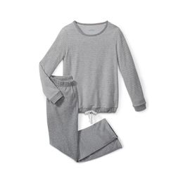 Tchibo - Nicki-Pyjama - Damen - Gr. XL - grau/gestreift