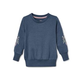 Tchibo - Sweater mit Stickerei - M&auml;dchen - Gr. 98/104 - blau/gebl&uuml;mt