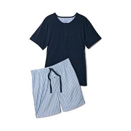 Tchibo - Shorty-Pyjama-Set - Herren - Gr. S - wei&szlig;/gestreift