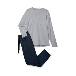 Tchibo - Pyjama-Set mit gewebter Hose - Herren - Gr. S - grau