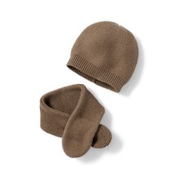 Tchibo - Strickm&uuml;tze und -schal - Gr. 45-48 - braun