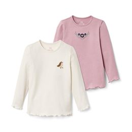 Tchibo - 2 Langarmshirts - Baby - Gr. 86/92 - wei&szlig;/gestreift