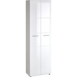 Garderobenschrank Germania "GW-Adana Garderobenschrank", wei&szlig; (wei&szlig; matt, wei&szlig; hochglanz), B:59cm H:197cm T:37cm, Holzwerkstoff, Schr&auml;nke, Garderobenschrank, mit ausziehbarer Kleiderstange