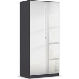 Dreht&uuml;renschrank Rauch "Reflect", grau (graumetallic), B:91cm H:197cm T:54cm, Holzwerkstoff, Schr&auml;nke, Dreht&uuml;renschrank, mit Spiegelfront, inkl. praktischer Inneneinteilung und Stoffboxen-Set