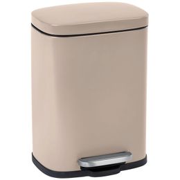 Kosmetikeimer Wenko "Leno", grau (taupe, schwarz), B:21,5cm H:19cm T:29,5cm, Stahl, M&uuml;lleimer, Kosmetikeimer, 5 Liter, BxTxH: 21,5x29,5x19 cm