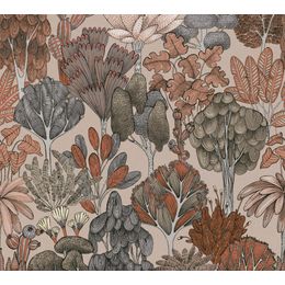 Vliestapete ARCHITECTS PAPER "Floral Impression", rot (beige rot orange), B:0,53m L:10,05m, Vlies, Tapeten, Blumentapete Tapete Dschungel Tapeten Wohnzimmer Schlafzimmer K&uuml;che