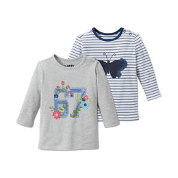 Tchibo - 2 Langarmshirts - M&auml;dchen - Gr. 98/104 - wei&szlig;/gestreift