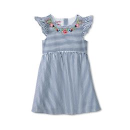 Tchibo - Kleid mit Stickerei - Baby - Gr. 74/80 - dunkelblau/gestreift