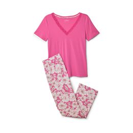 Tchibo - Pyjama-Set - Damen - Gr. M - pink/gebl&uuml;mt