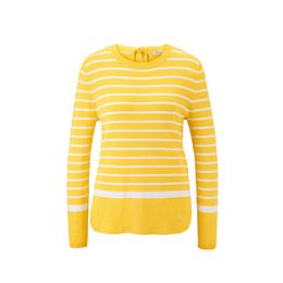 Tchibo - Feinstrickpullover mit Schleife - Damen - Gr. XL - wei&szlig;/gestreift