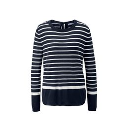 Tchibo - Feinstrickpullover mit Schleife - Damen - Gr. XL - dunkelblau/gestreift