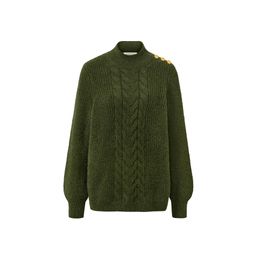 Tchibo - Grobstrickpullover mit Kn&ouml;pfen - Damen - Gr. L - olivgr&uuml;n