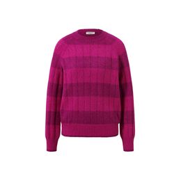 Strickpullover mit Ajour-Muster - Damen - Gr. S - pink/gestreift
