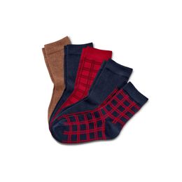 Tchibo - 5 Paar Socken - Damen - Gr. 35-38 - dunkelblau/kariert