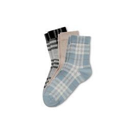 Tchibo - 3 Paar Socken - Damen - Gr. 39-42 - blau/kariert