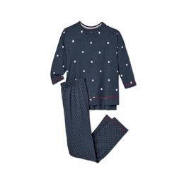 Tchibo - Pyjama - Damen - Gr. L - dunkelblau/gepunktet