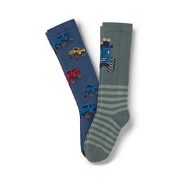 Tchibo - 2 Paar Kinder-Gummistiefel-Socken - Jungen - Gr. 31-34 - dunkelgr&uuml;n/jacquard