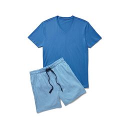 Tchibo - He. Shorty-Pyjama SJ - Herren - Gr. S - t&uuml;rkis/gestreift